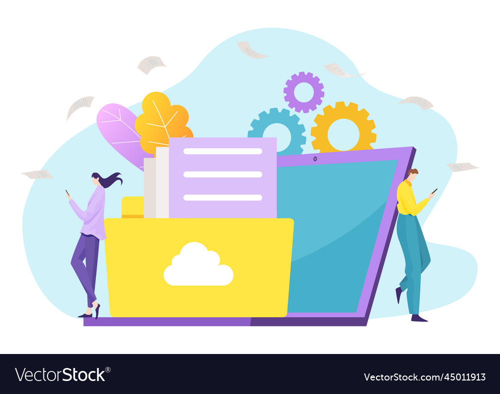 Data cloud with sharing file Royalty Free Vector Image