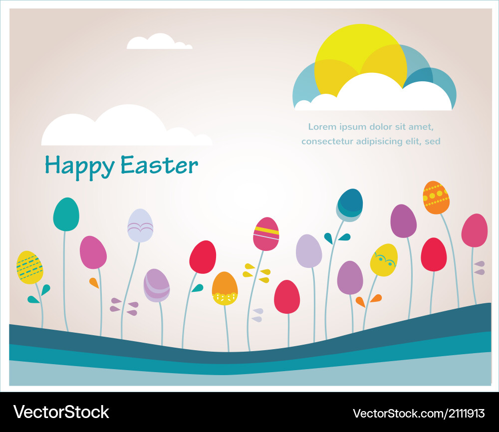 Happy hipster Easter colorful spring weather with Vector Image