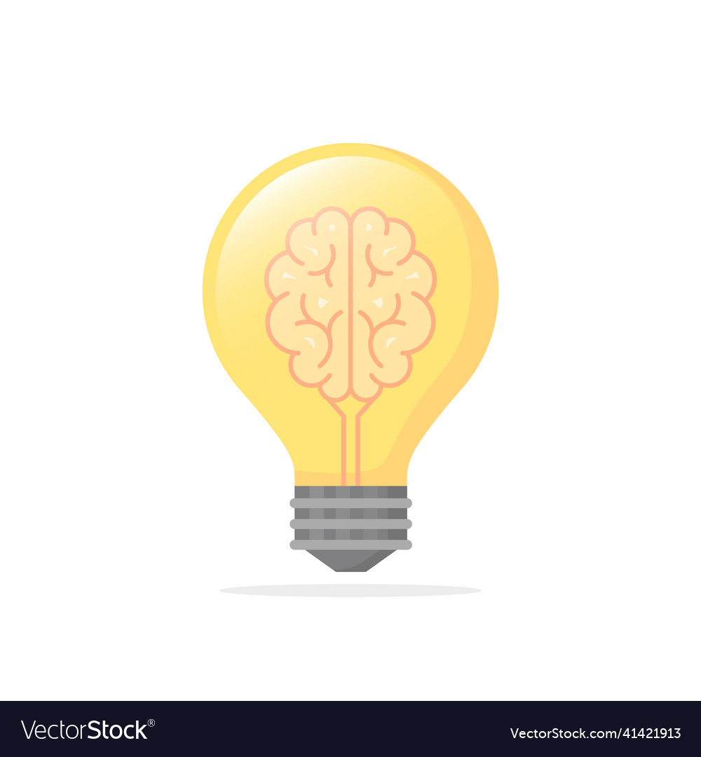Human brain in the light bulb flat design Vector Image Human brain in the light bulb flat design Vector Image