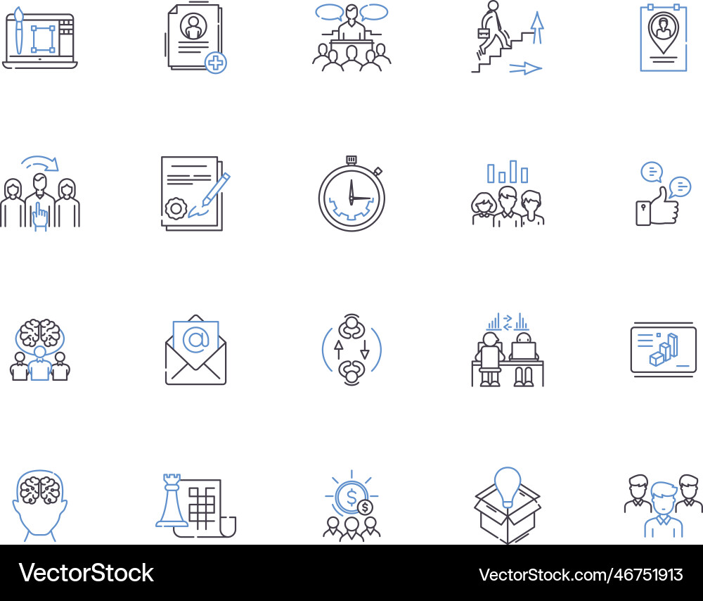 Management concept outline icons collection Vector Image