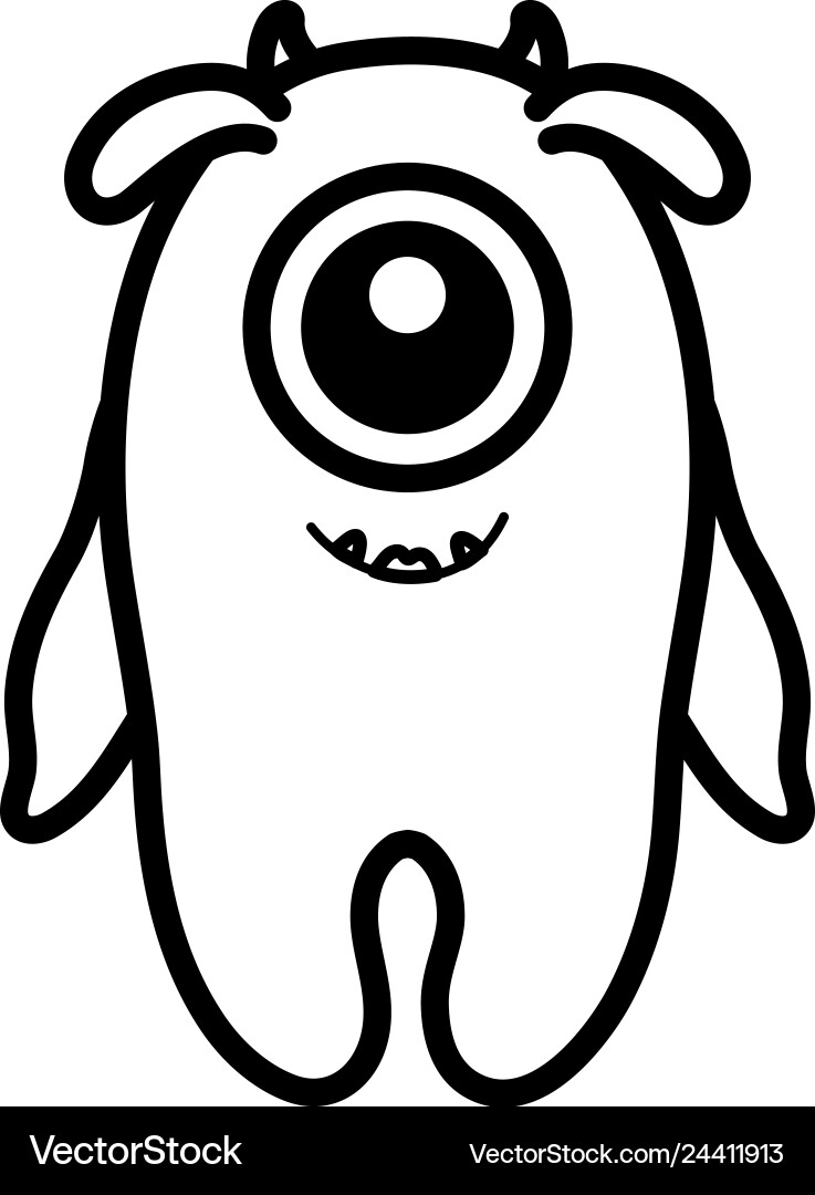 Monster with one eye comic character Royalty Free Vector