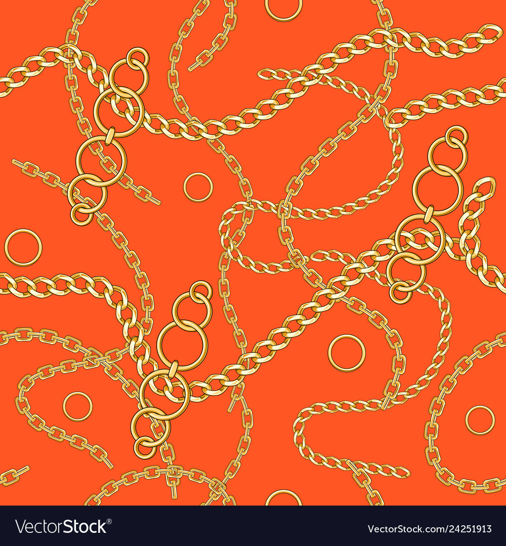 Orange seamless pattern chain Royalty Free Vector Image
