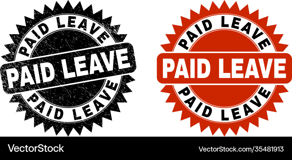 Paid leave black rosette seal with scratched Vector Image