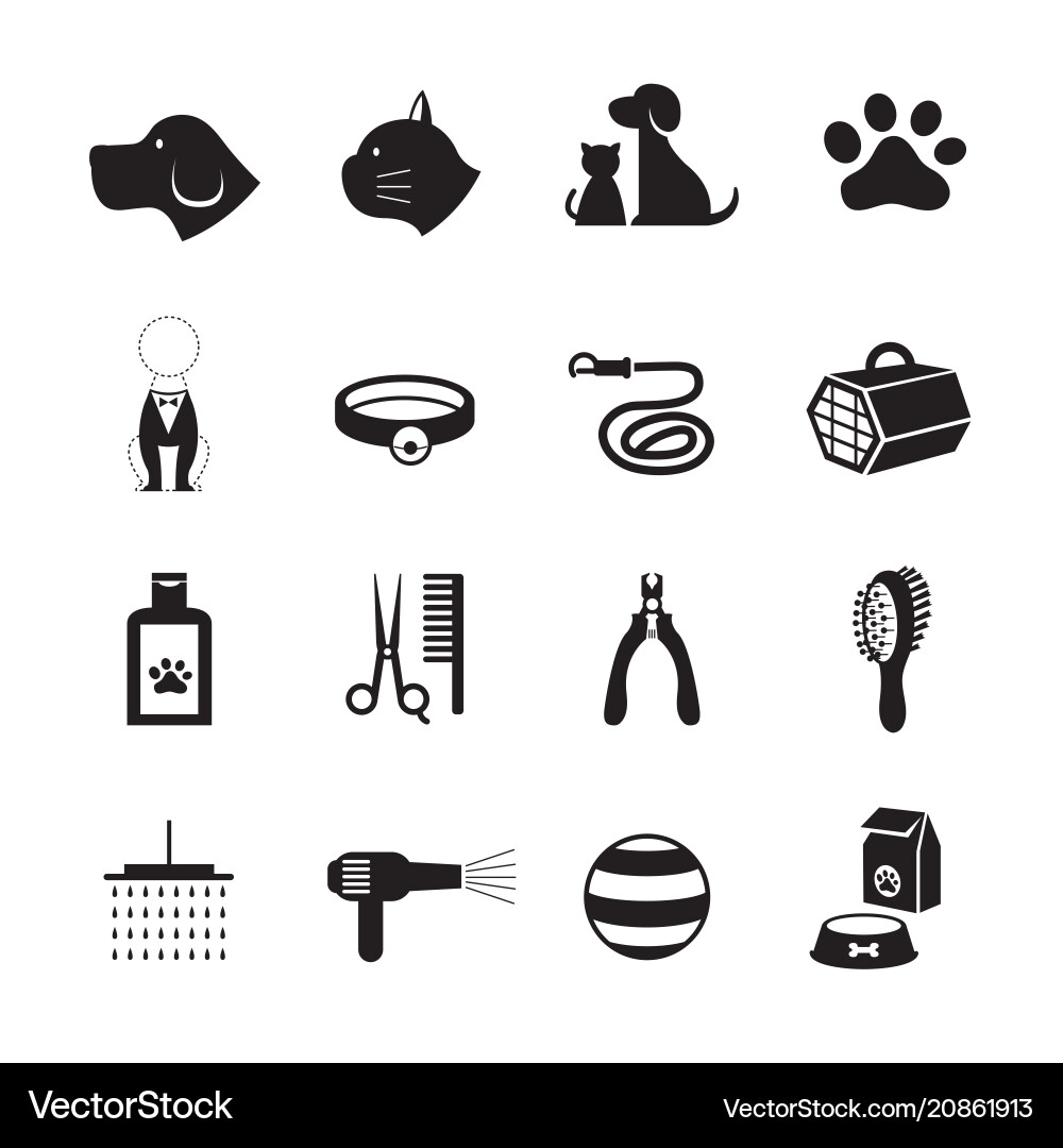 Pets grooming shop icons Royalty Free Vector Image