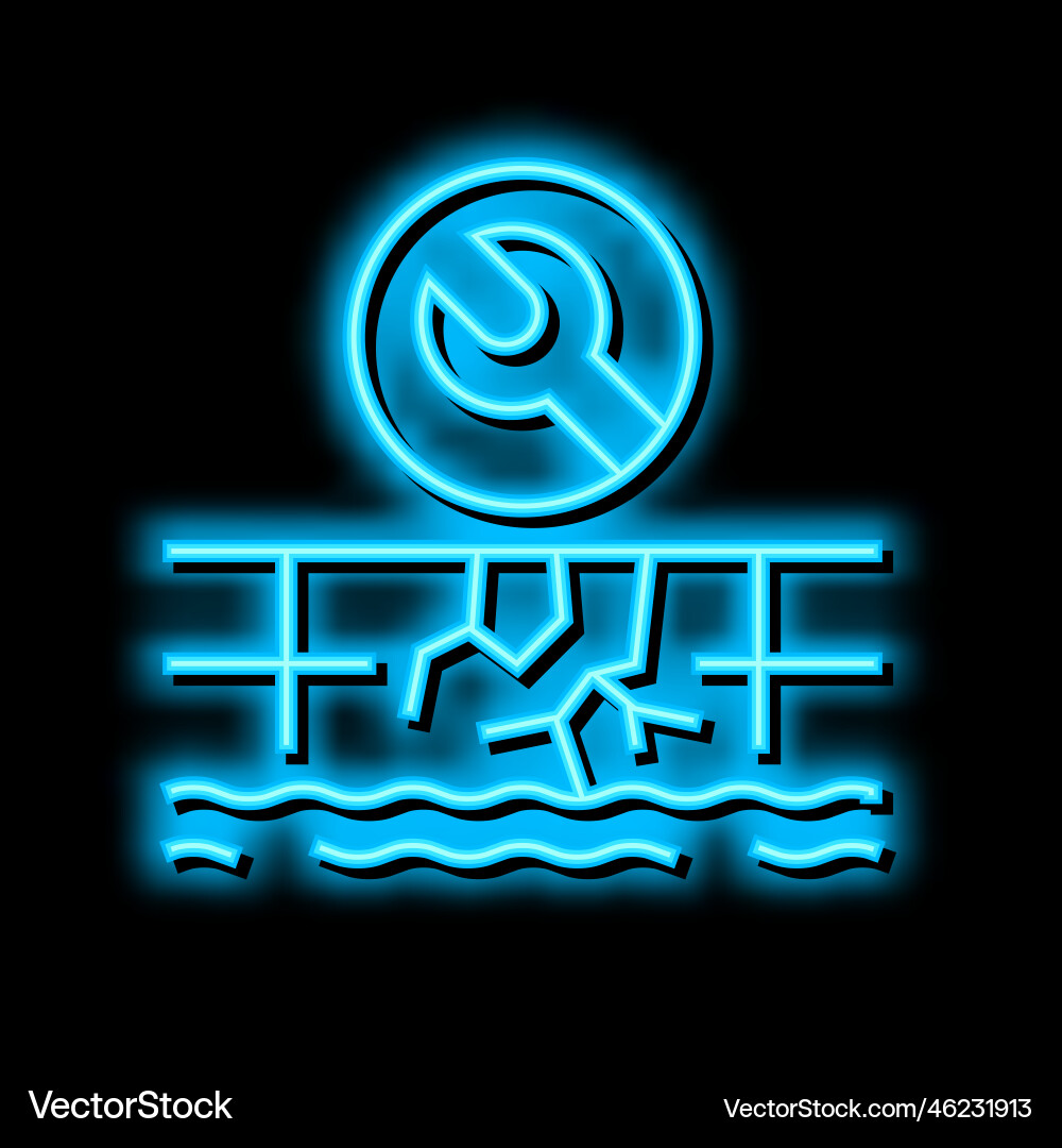 Pool repair services neon glow icon Royalty Free Vector