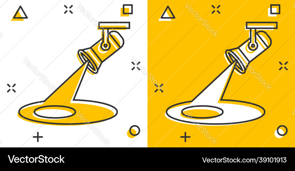 Spotlight icon in comic style lamp cartoon Vector Image