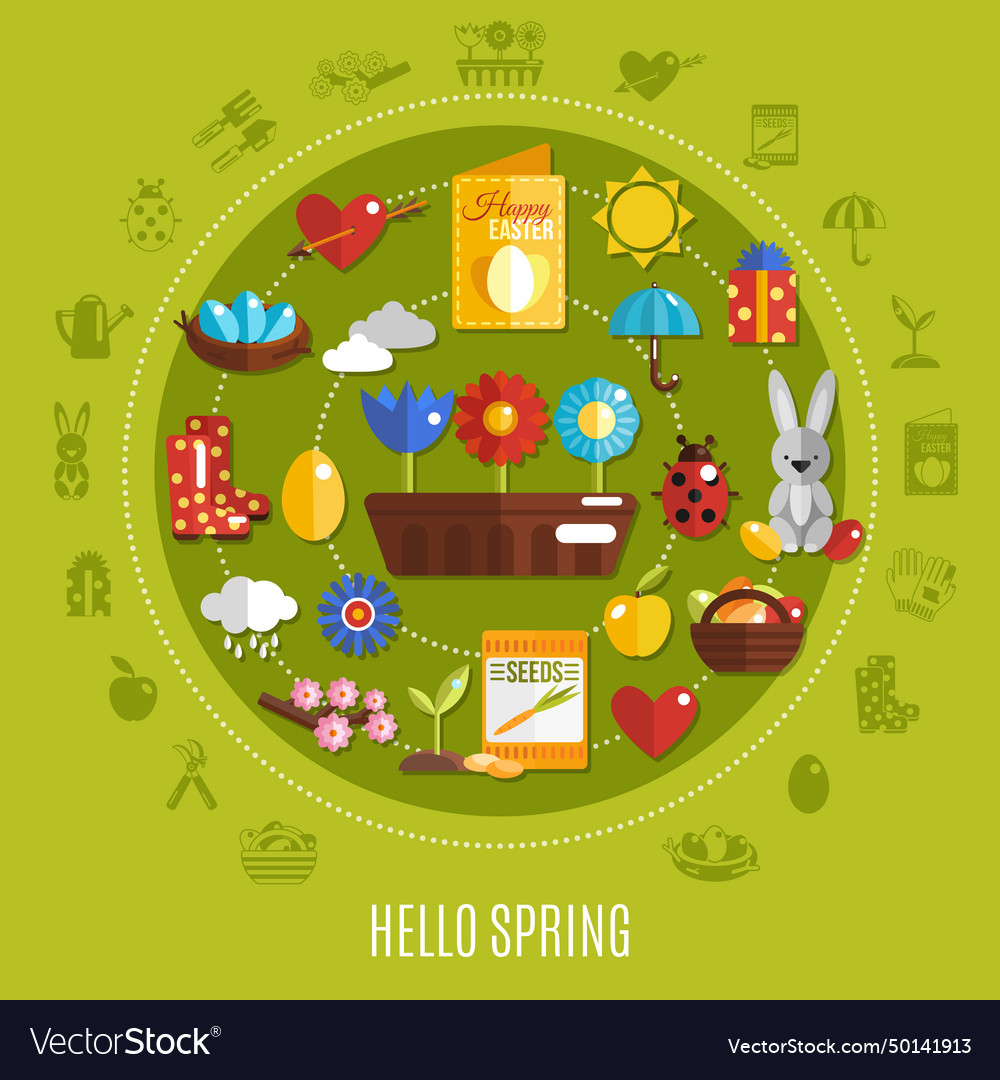 Spring easter flat concept Royalty Free Vector Image