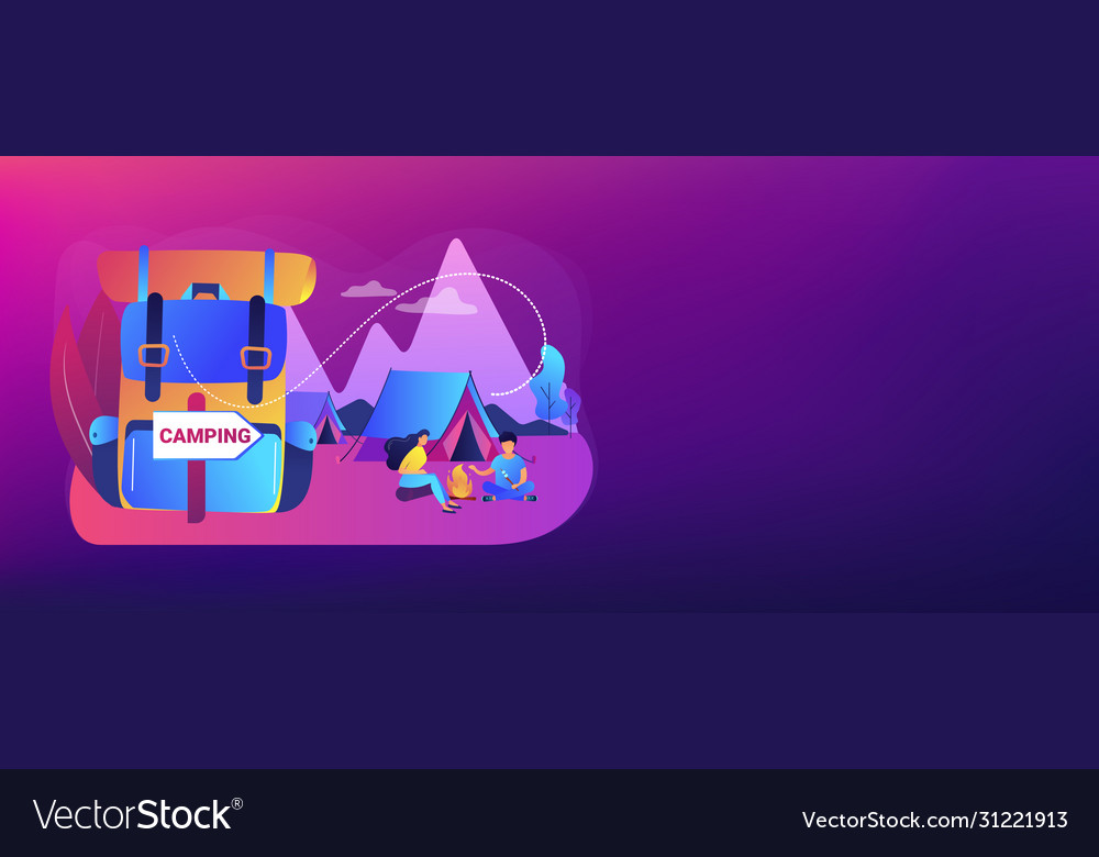 Summer camping concept banner header Royalty Free Vector