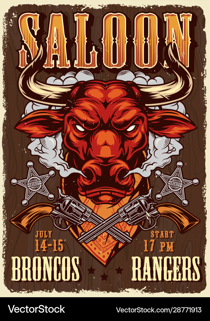 Wild west saloon advertising poster Royalty Free Vector