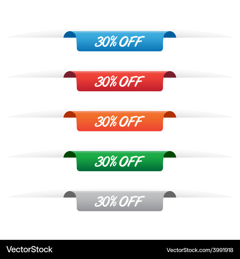 30 percent off paper tag labels Royalty Free Vector Image