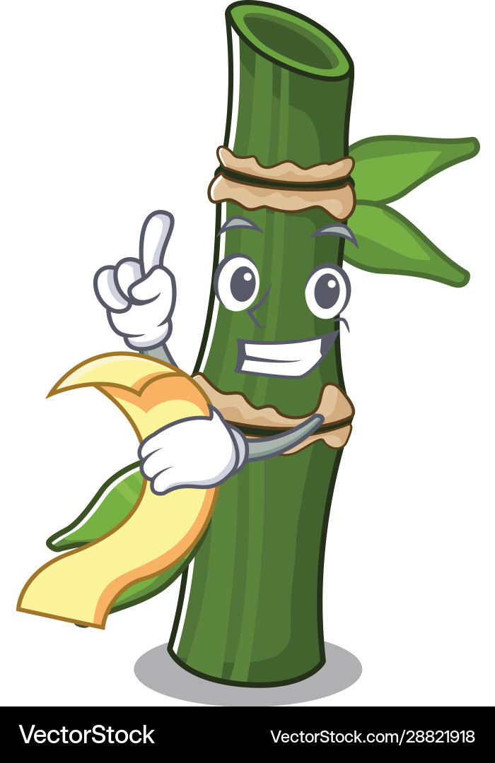A funny cartoon character bamboo with a menu Vector Image