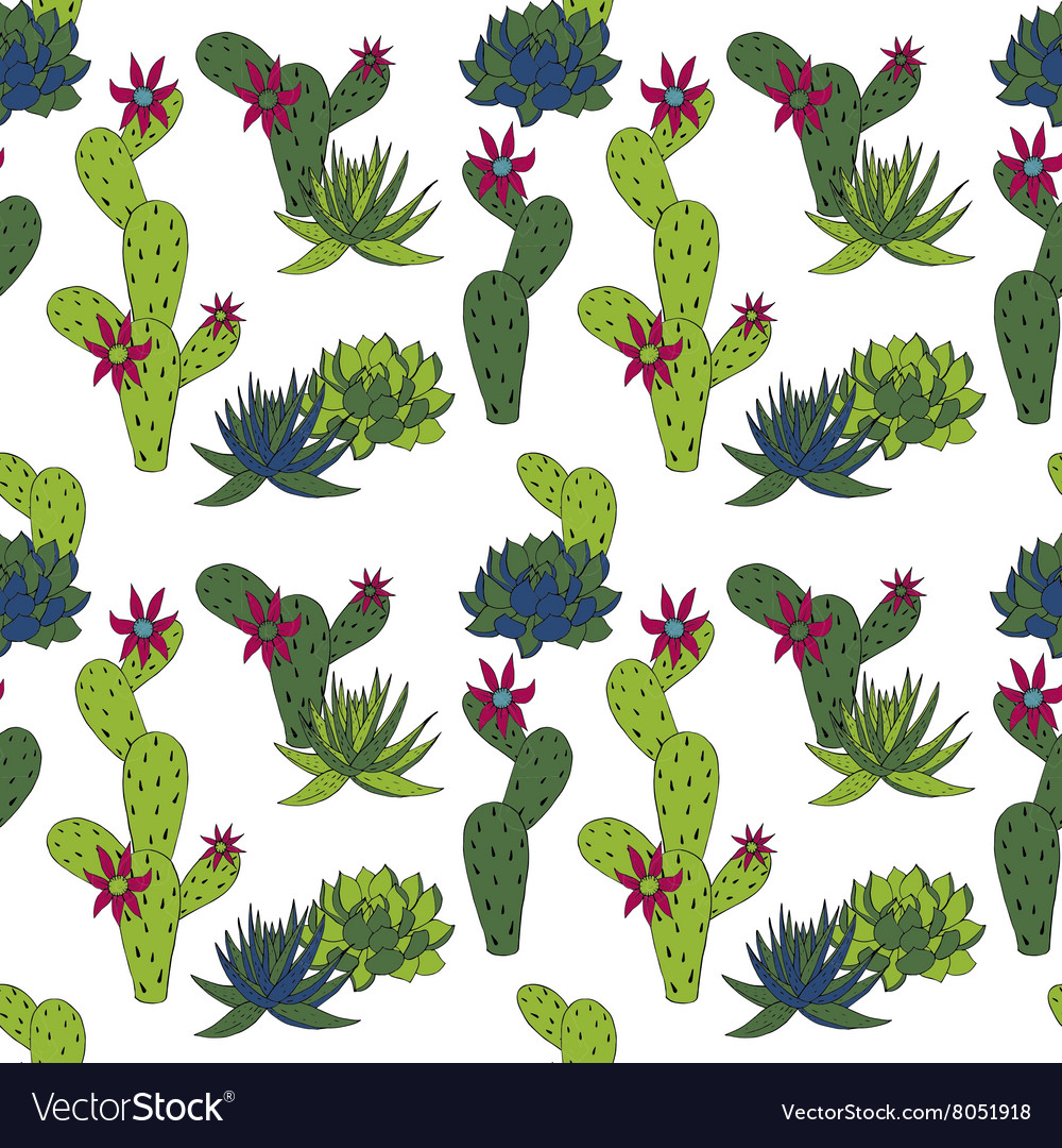 Abstract seamless pattern with cactus Royalty Free Vector