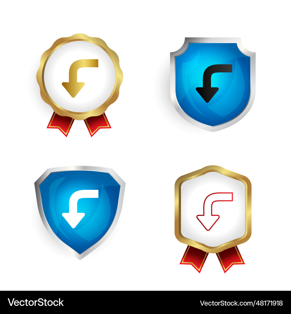 Abstract turn arrow badge and label collection Vector Image