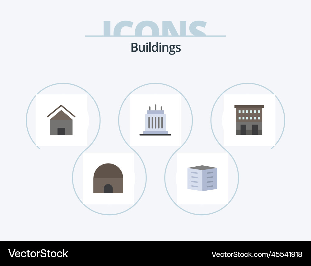 Buildings flat icon pack 5 icon design property Vector Image