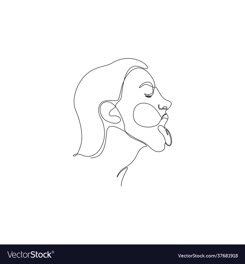 Continuous line drawing portrait womans Royalty Free Vector