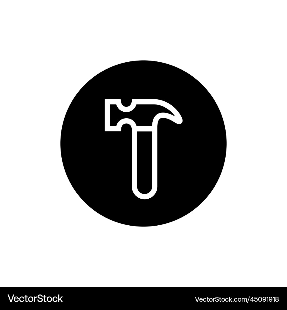 Hammer tool icon design black and white color Vector Image