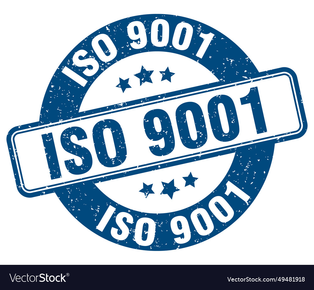 Iso 9001 stamp label round grunge sign Royalty Free Vector