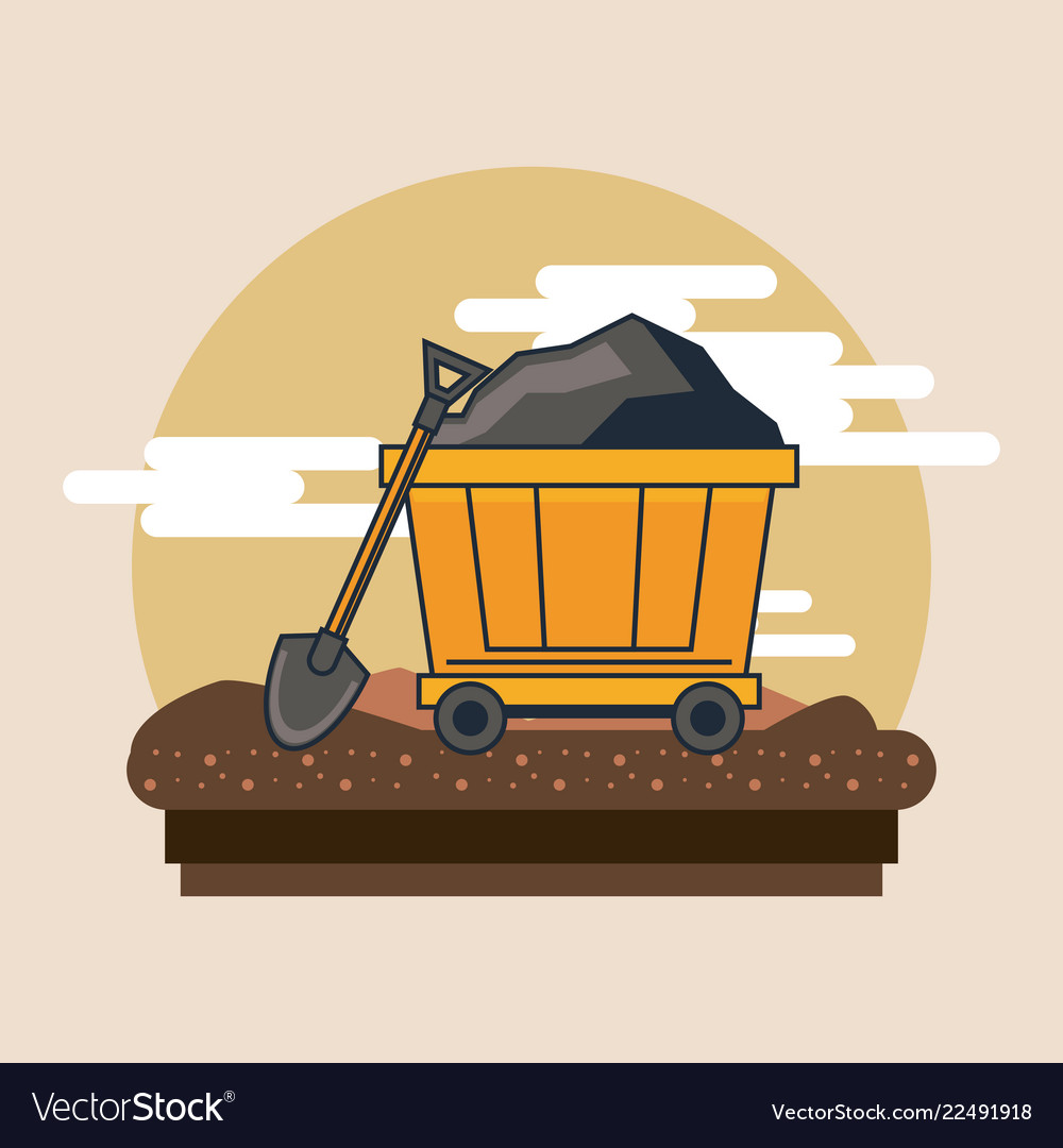 Mining zone and tools Royalty Free Vector Image