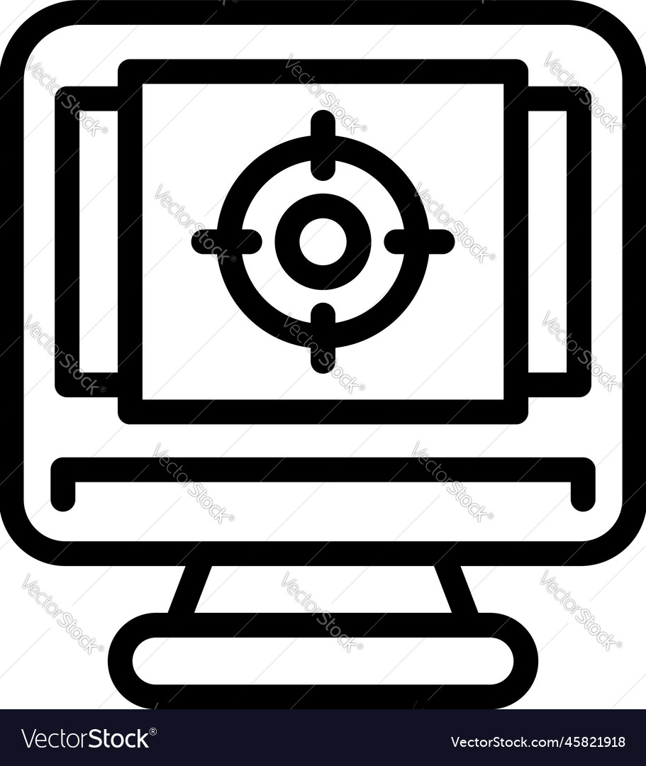 Monitor Target Icon Outline Plotter Device Vector Image