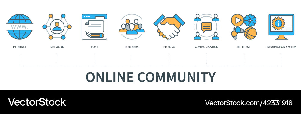 Online community infographics in minimal flat Vector Image