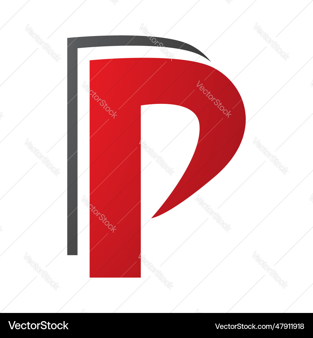 Red and black layered letter p icon Royalty Free Vector