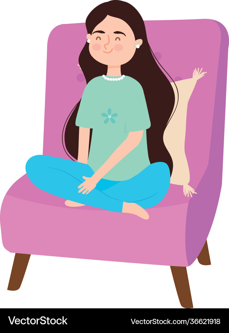 Relaxed girl sitting Royalty Free Vector Image