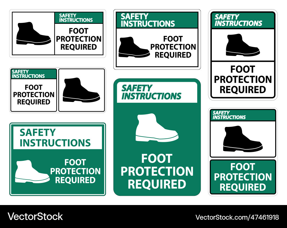 Safety instructions foot protection required wall Vector Image