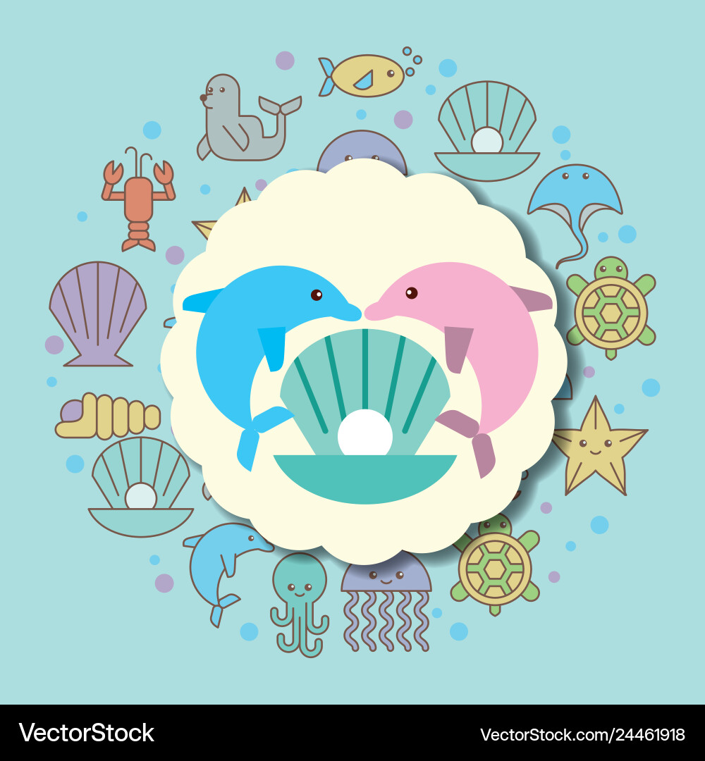 Sea life cartoon Royalty Free Vector Image - VectorStock
