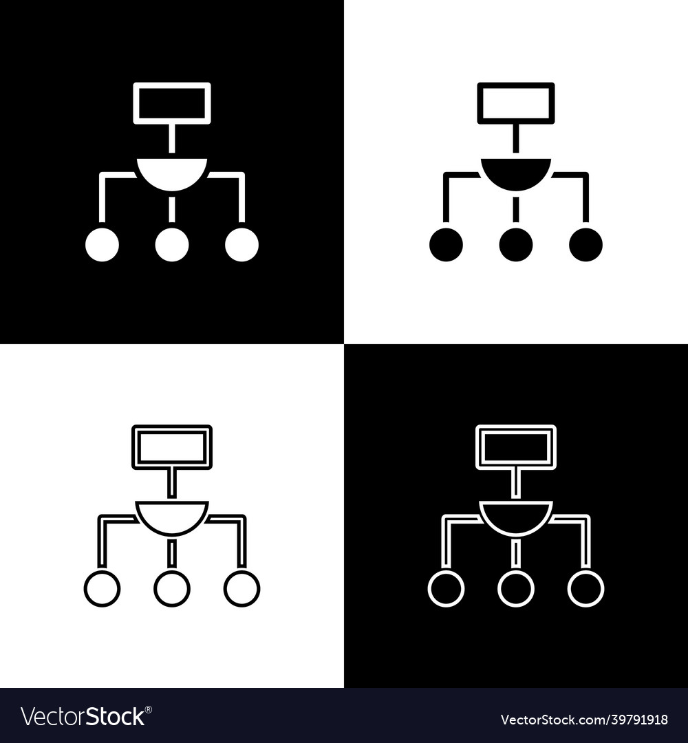 Set algorithm icon isolated on black and white Vector Image