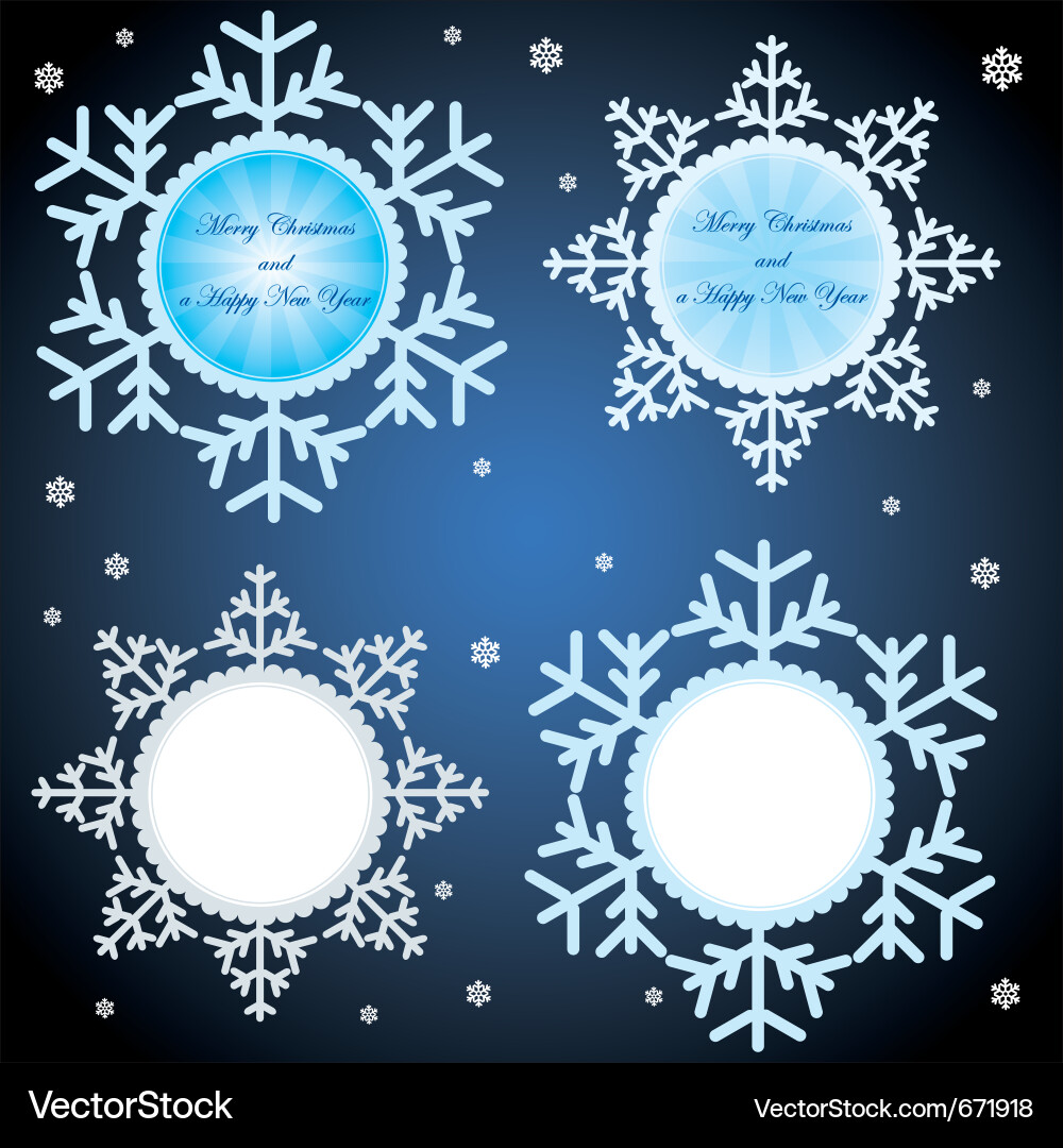 Set of four frames as snowflakes Royalty Free Vector Image