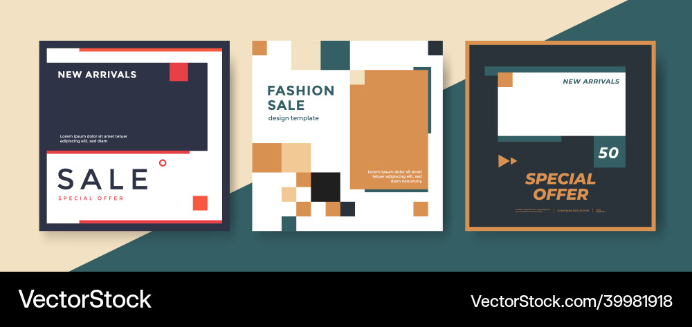 Set square web banners for social networks graphic