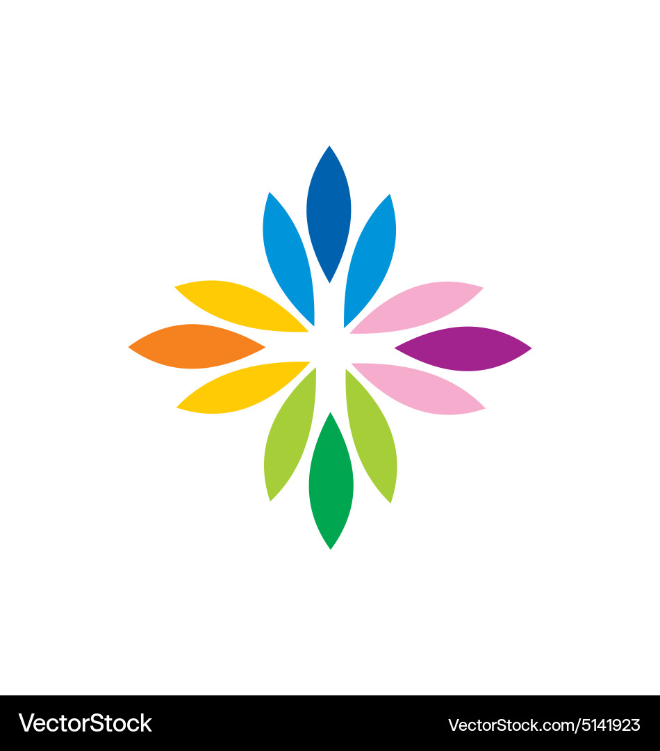 Abstract colorful flower rainbow logo Royalty Free Vector