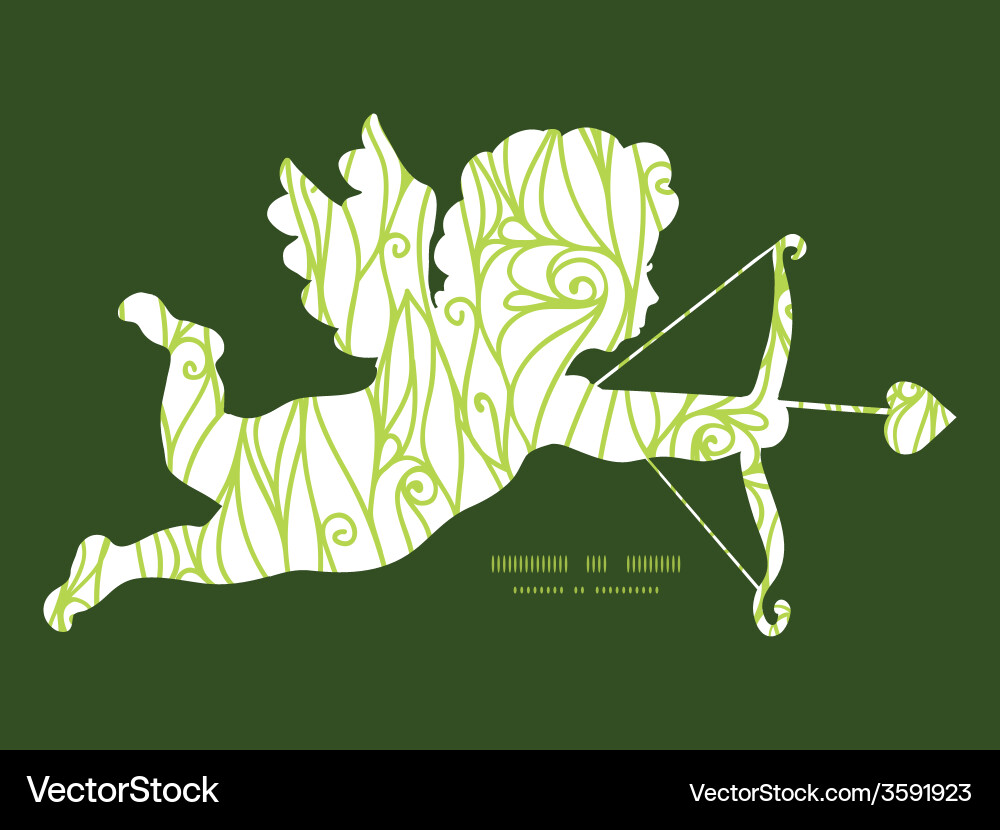 Abstract swirls texture shooting cupid silhouette Vector Image