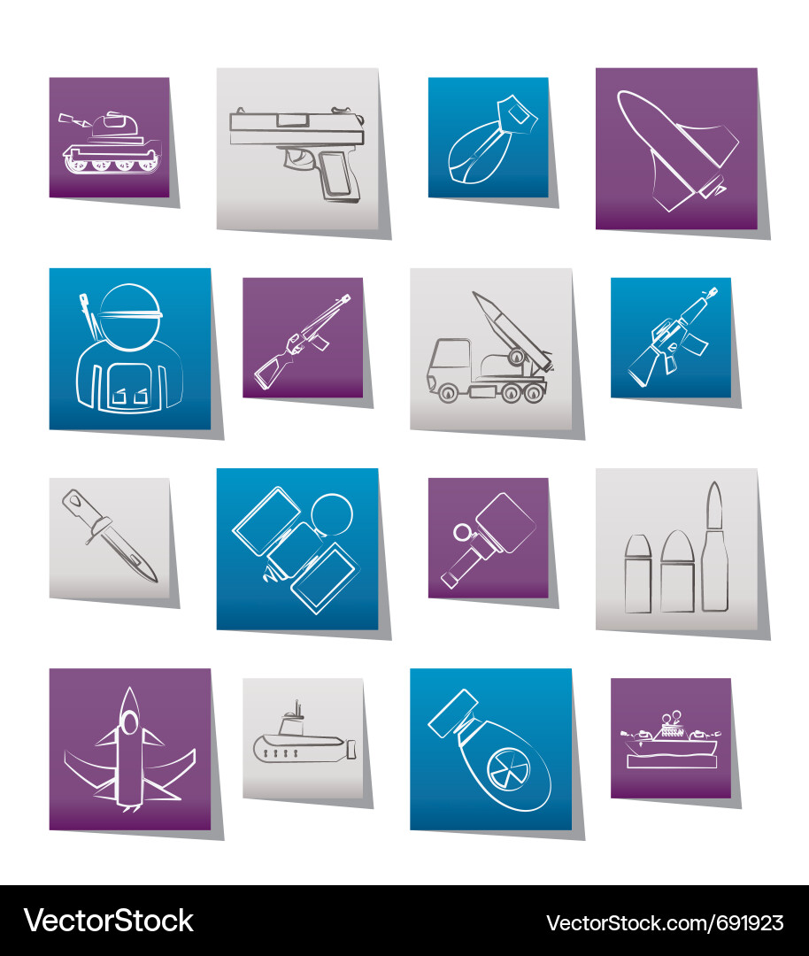 Army and arms icons Royalty Free Vector Image - VectorStock
