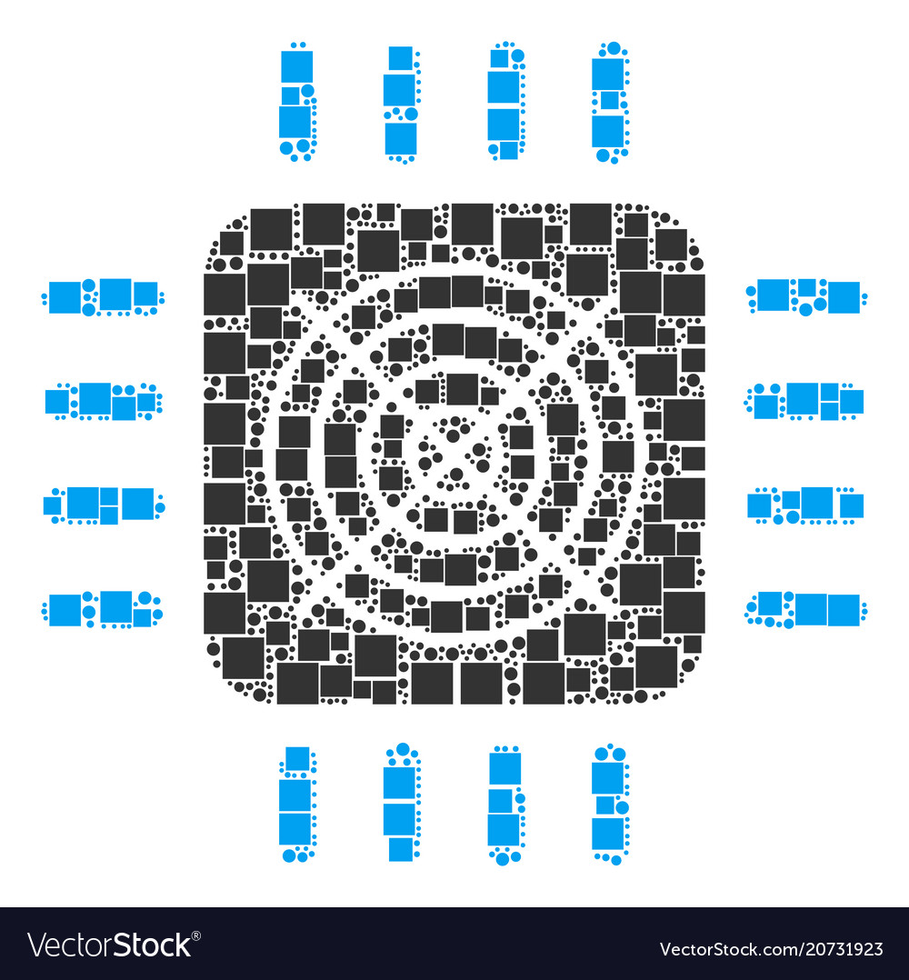 Asic processor composition of squares and circles Vector Image