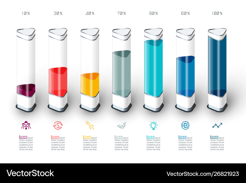 Bars chart infographics with colorful 3d piece Vector Image