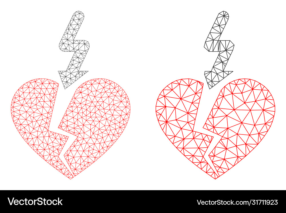 Break love heart icon - polygonal mesh Royalty Free Vector