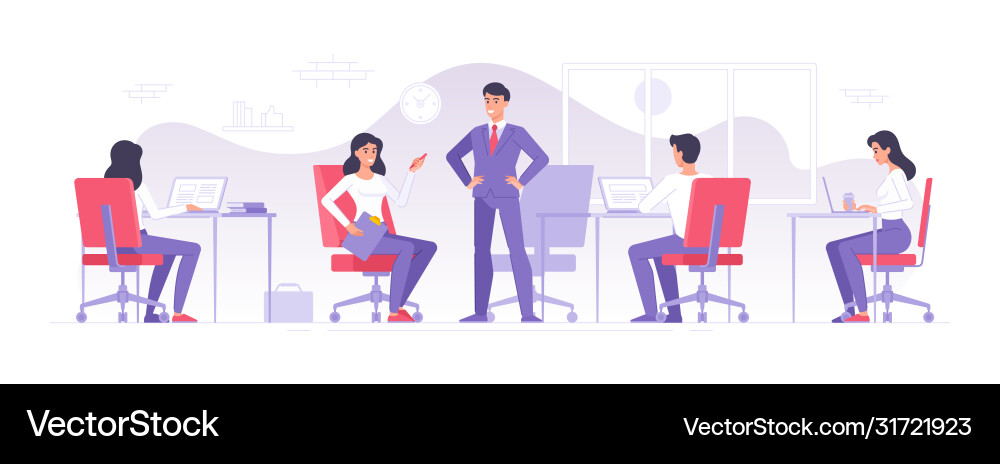 Business team working in modern office Royalty Free Vector
