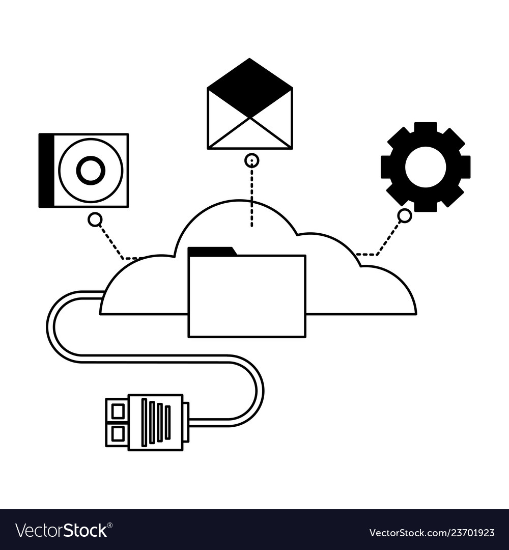 Cloud computing connector cable file Royalty Free Vector