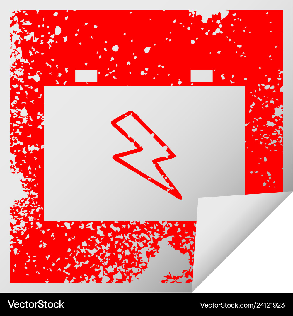 Distressed square peeling sticker symbol car Vector Image