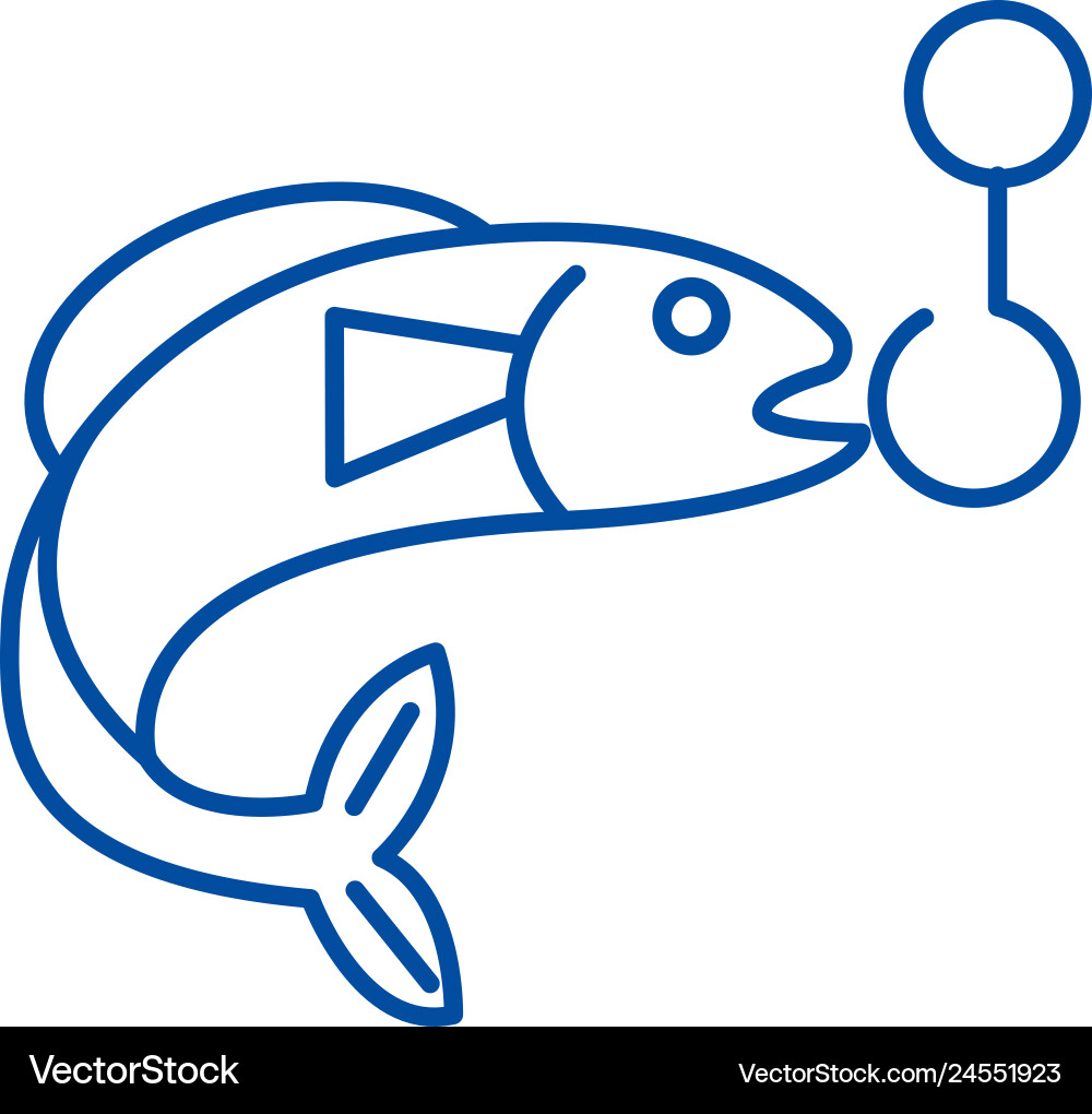 Fishing sign line icon concept flat Royalty Free Vector