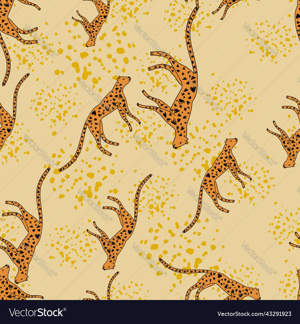 Hand drawn cute leopard seamless pattern doodle Vector Image Hand drawn cute leopard seamless pattern doodle Vector Image