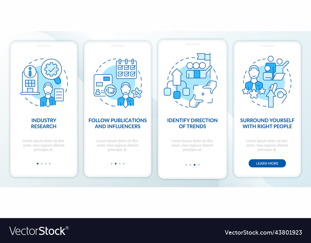 How To Identify Trends Blue Onboarding Mobile App Vector Image