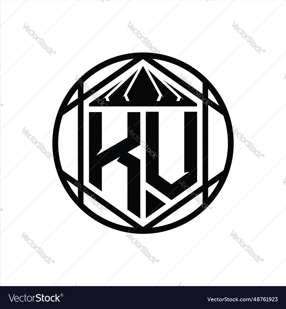 Kv letter logo monogram hexagon slice crown sharp Vector Image