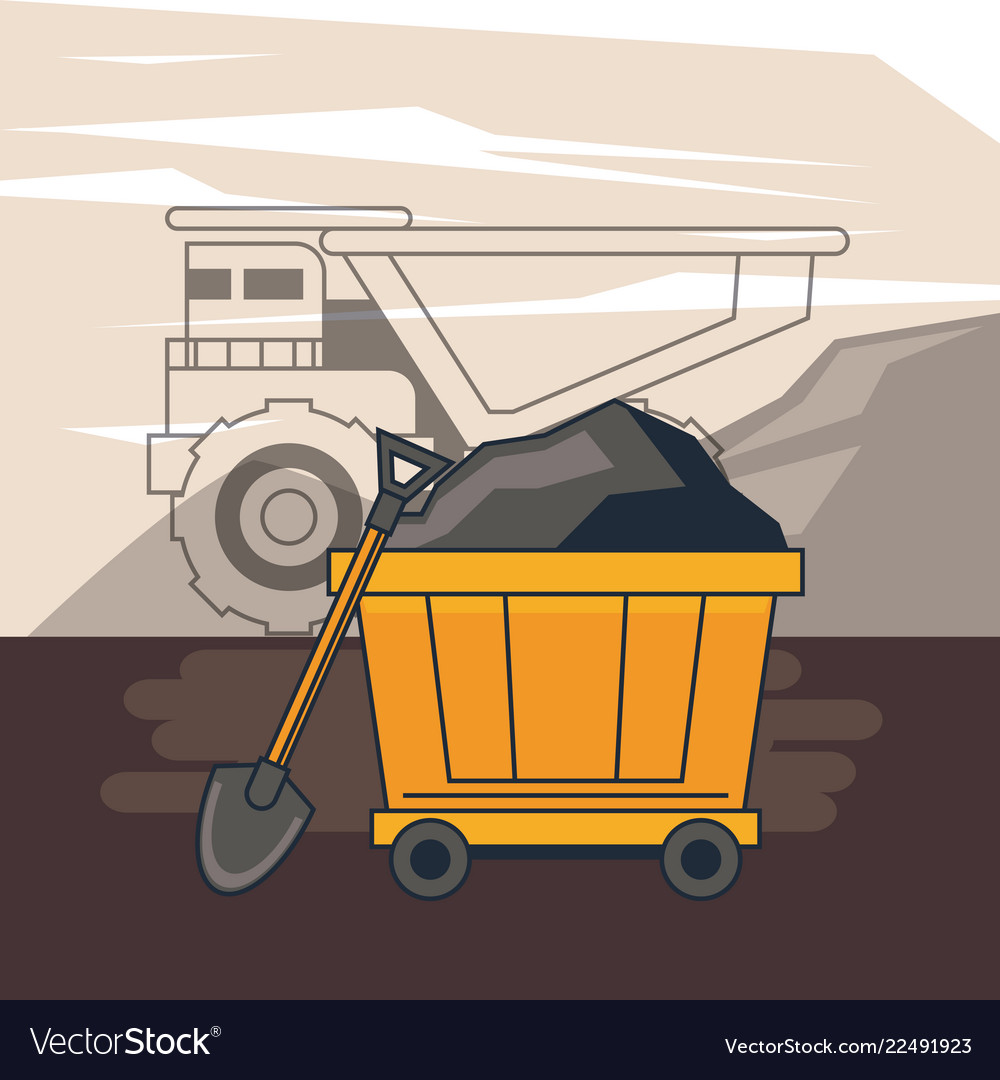 Mining zone and tools Royalty Free Vector Image