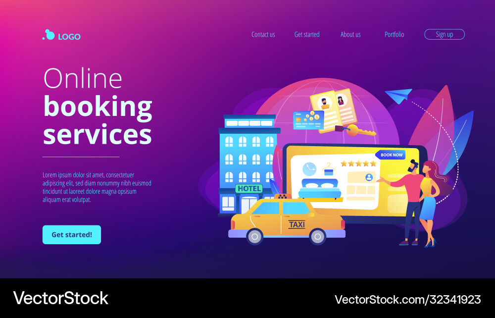 Online booking services concept landing page Vector Image