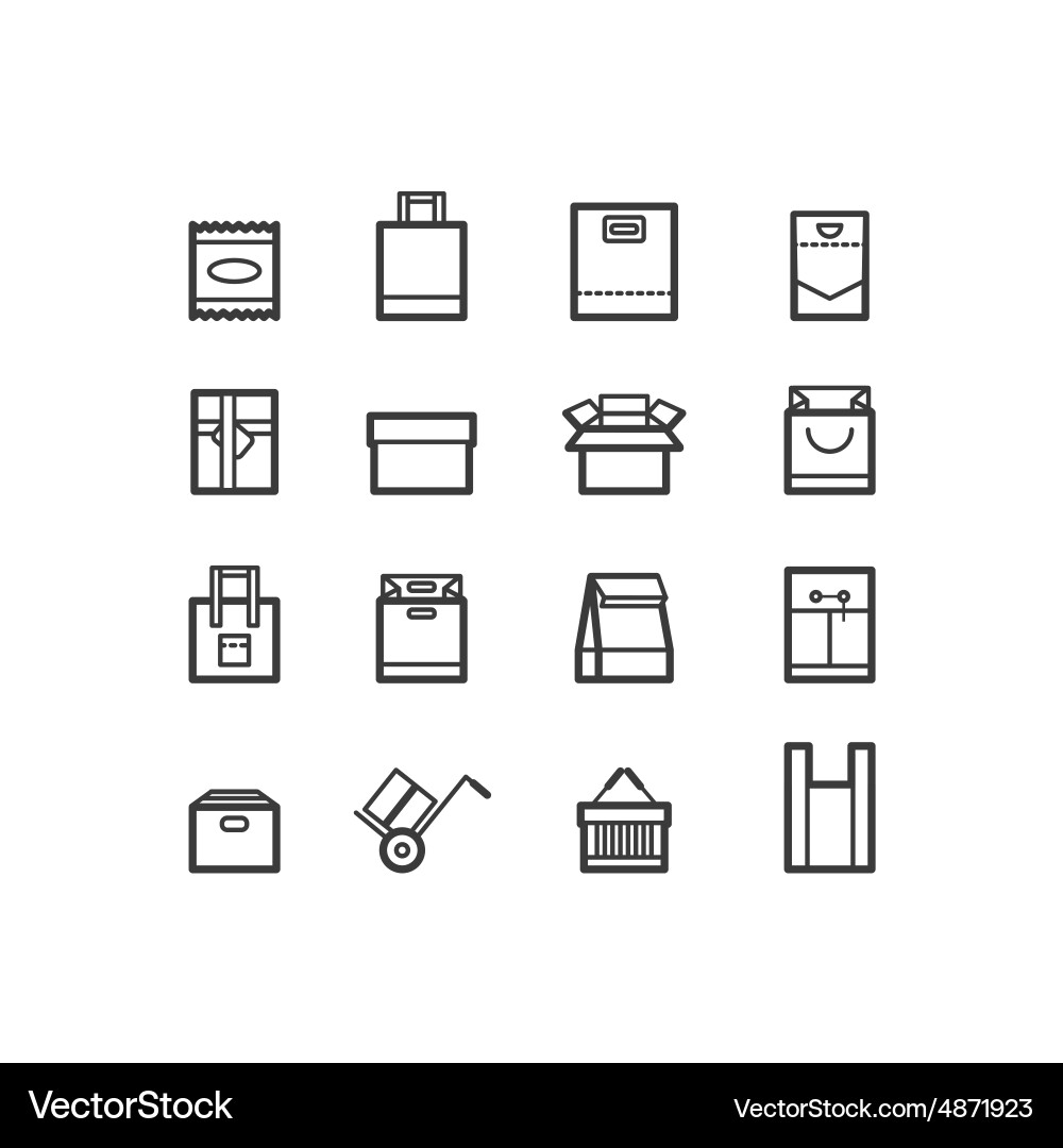 Package and bags icons set Royalty Free Vector Image