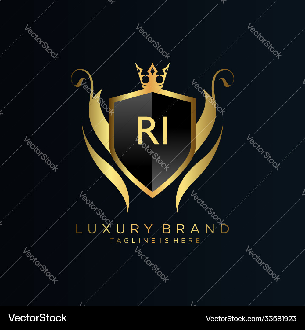 Ri letter initial with royal templateelegant Vector Image