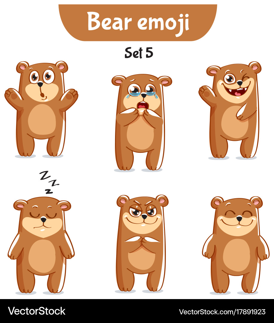 Set of cute bear characters 5 Royalty Free Vector Image
