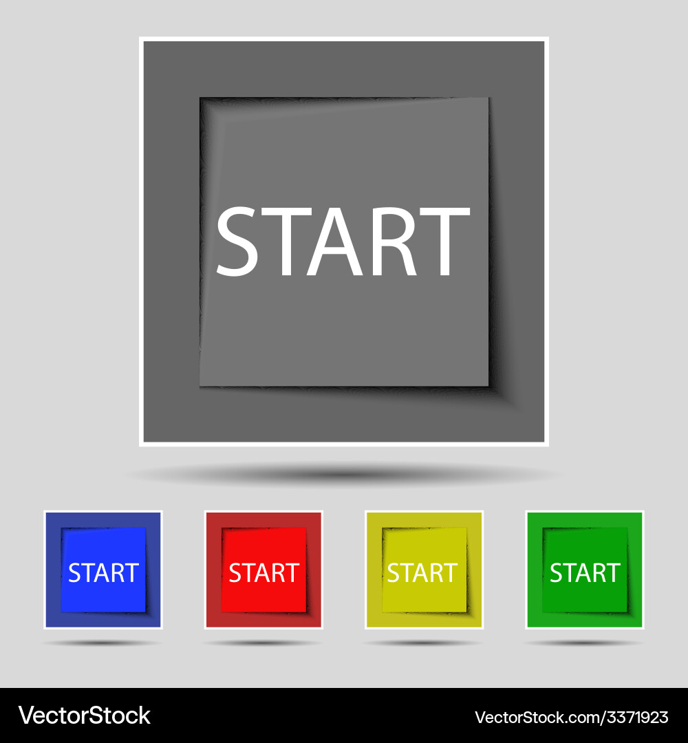 Start engine sign icon power button set of colored